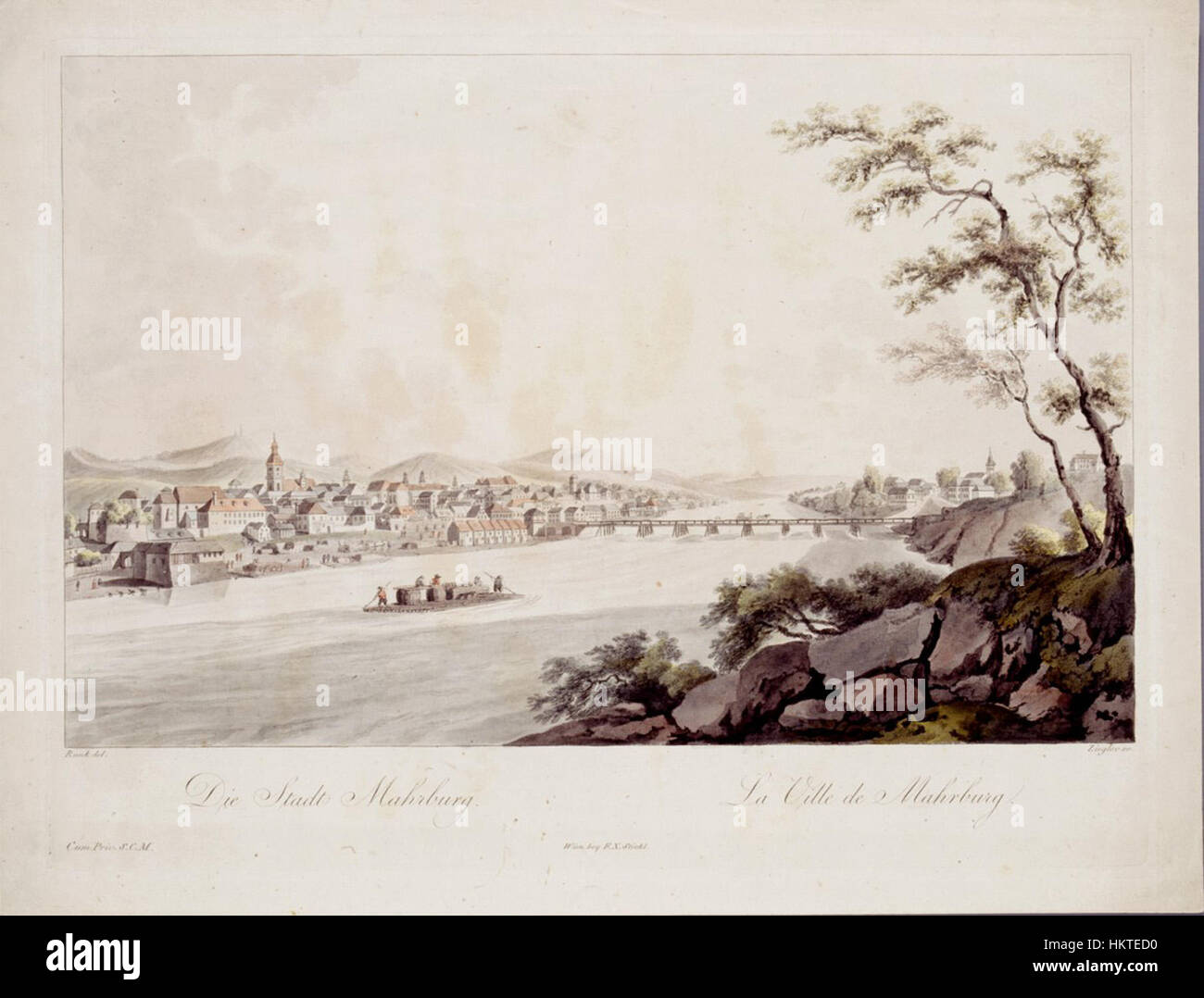 This painting by Ferdinand Runk, titled 'Veduta Maribora,' presents a ...