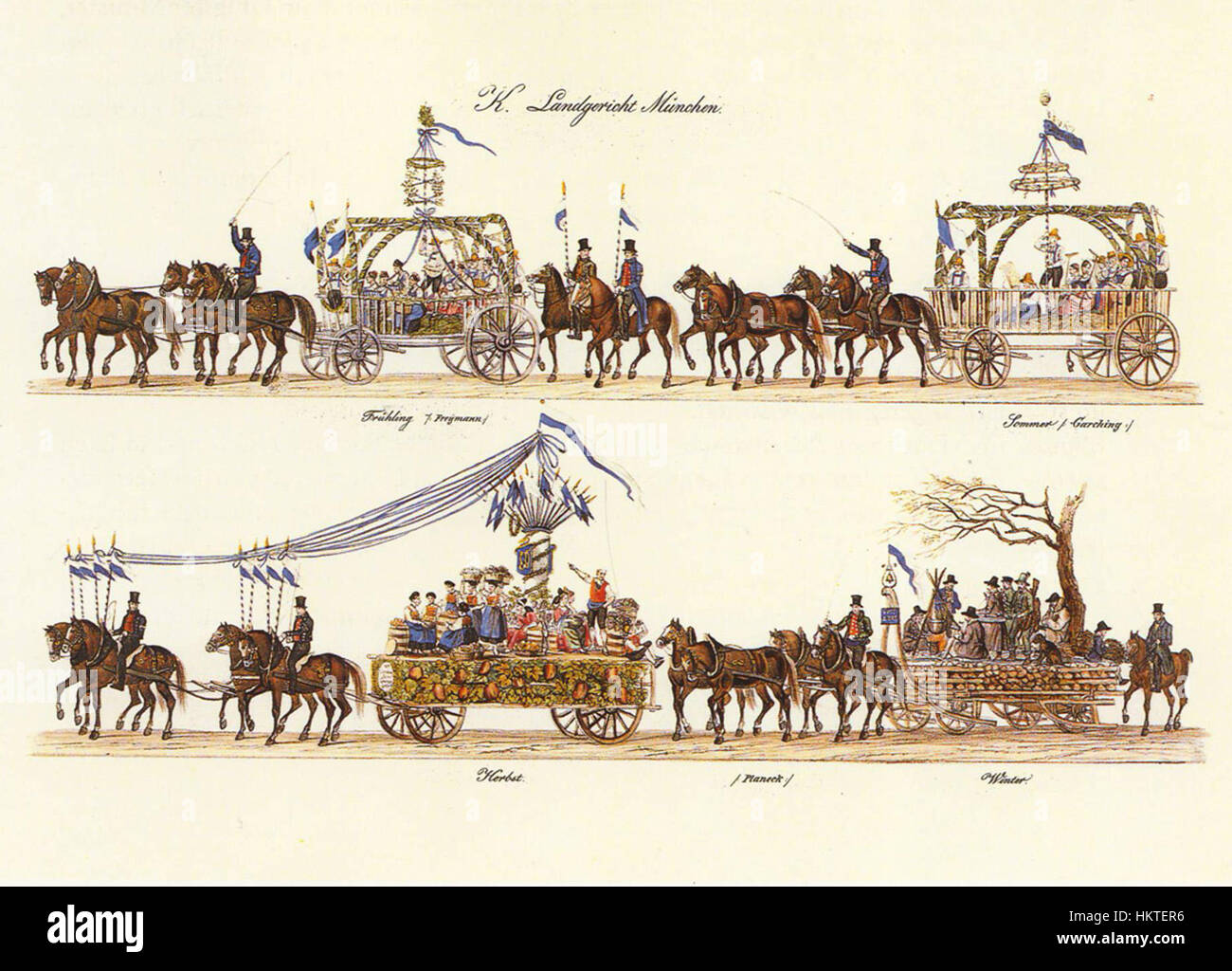 'Festzug 1835' is a historical painting depicting a grand procession ...