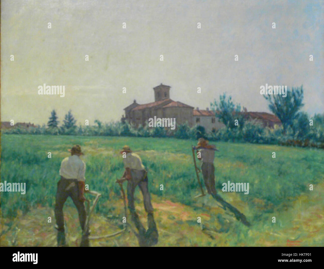 A historical painting titled 'Fienagione a San Fermo', depicting the ...