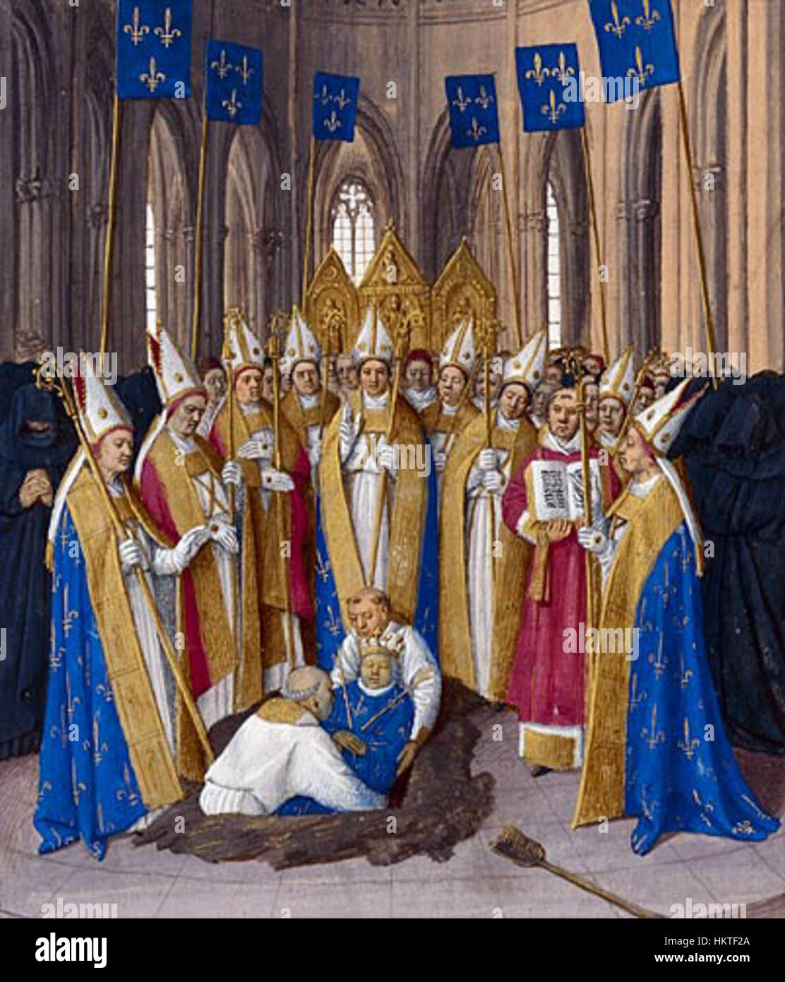 A historical painting depicting the funeral of King Philip IV of Spain ...