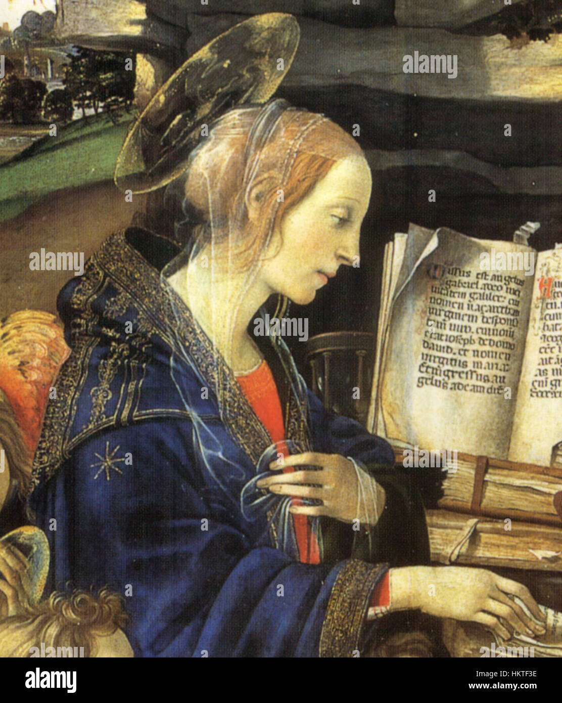 A religious artwork titled 'Apparizione' by Filippino Lippi, depicting ...