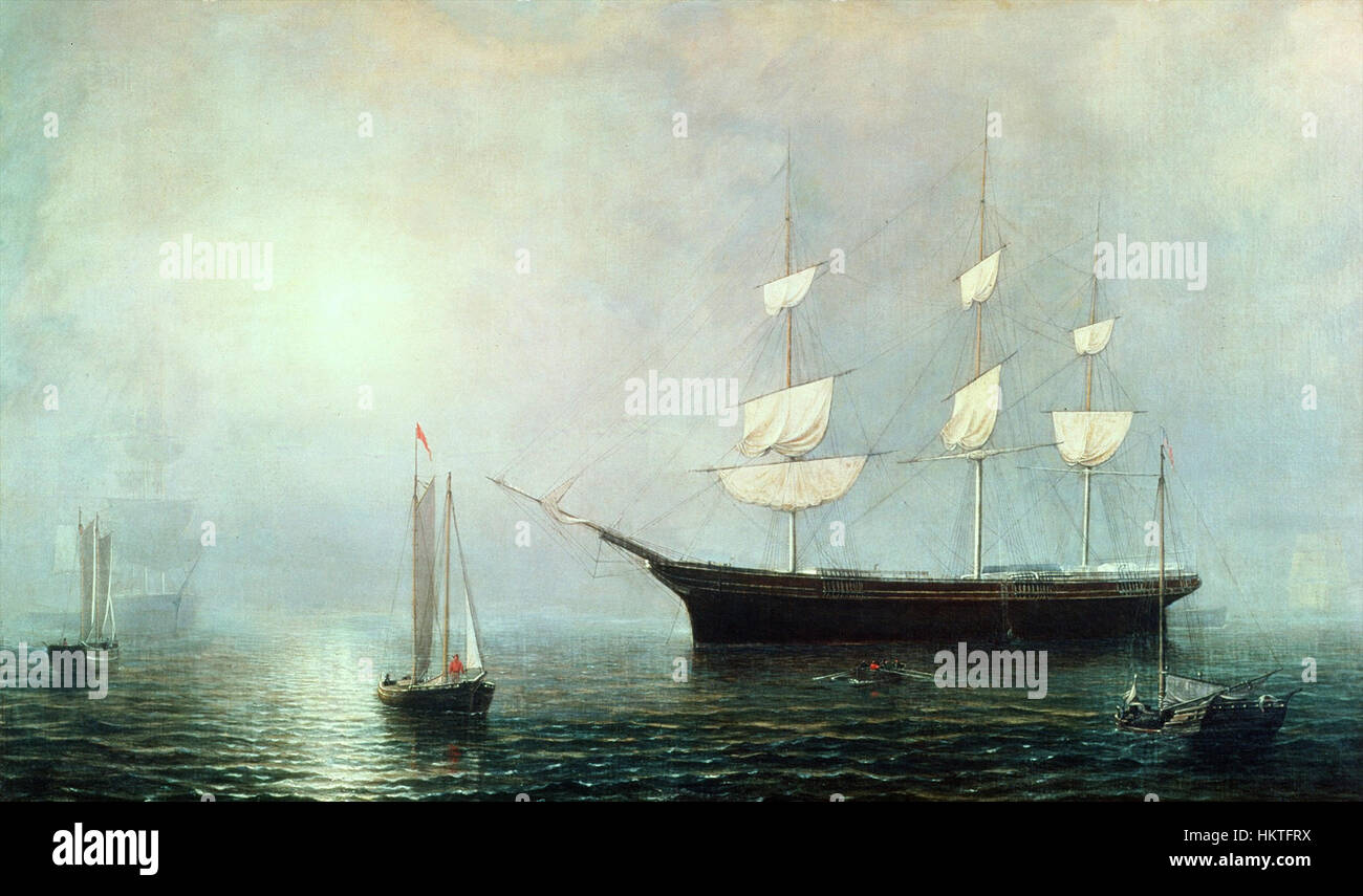 Fitz Henry Lane's painting 'Ship Starlight' (circa 1855) depicts a ...