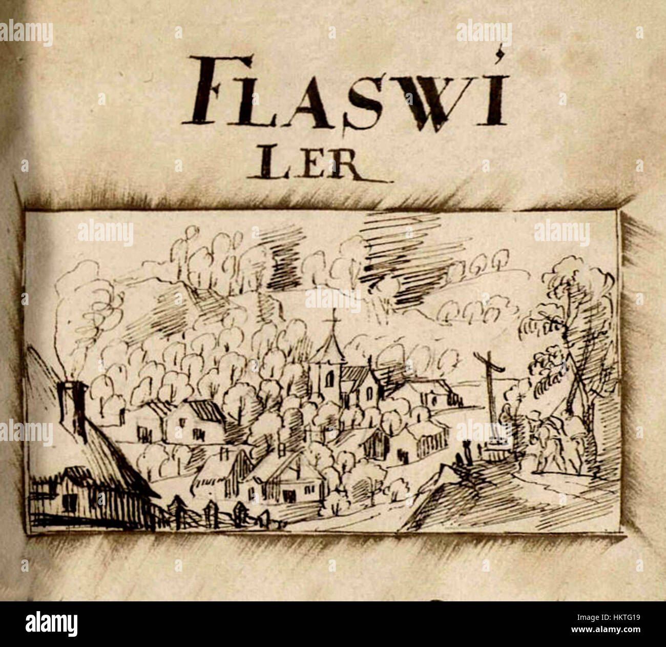 An artwork by Jean Bertels titled 'Flaswiler,' painted in 1597. The ...