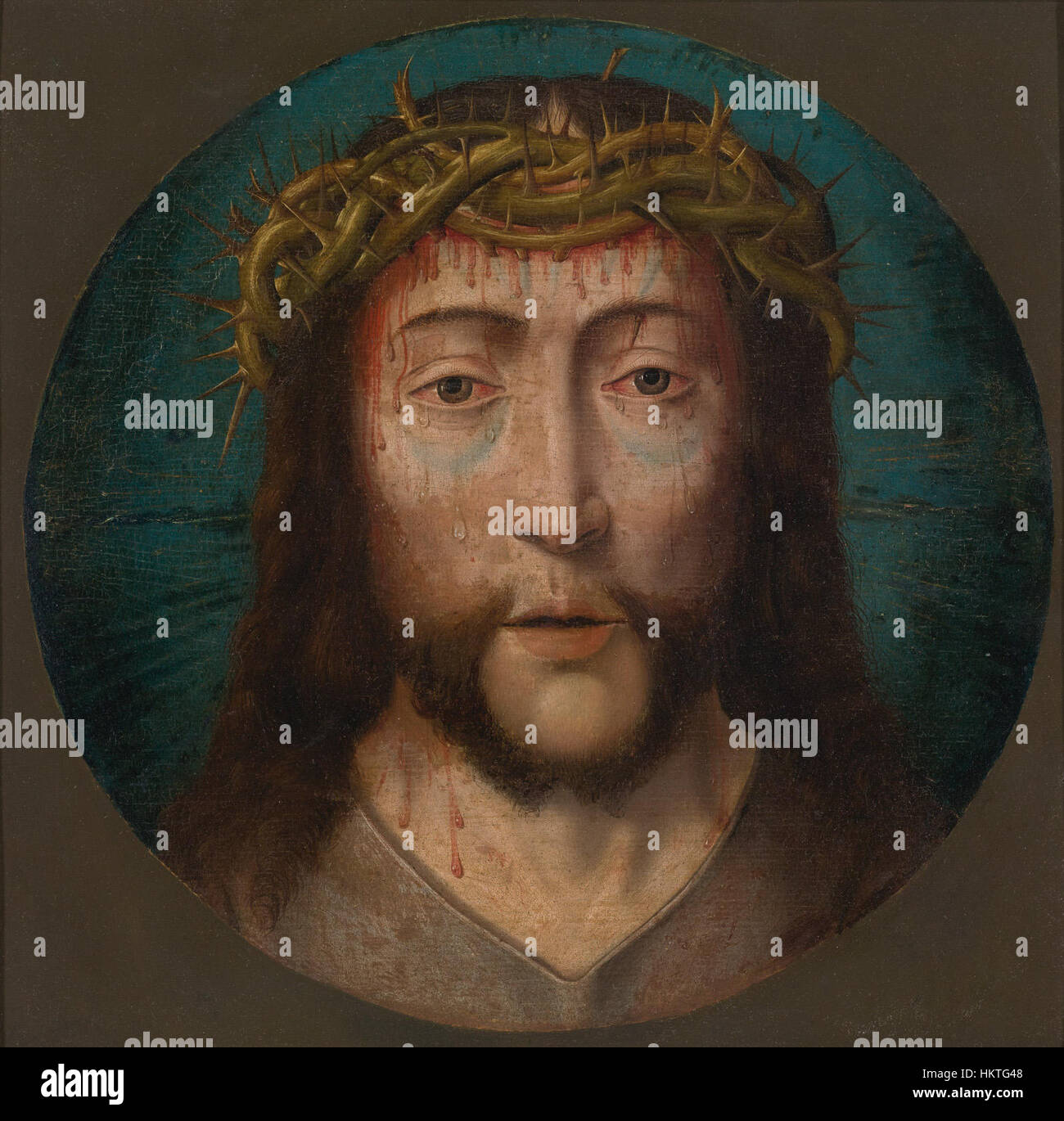 The painting 'Christ As the Man of Sorrows' from the Flemish School ...