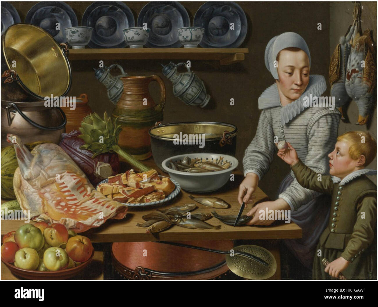 *Kitchen Scene* by Floris van Schooten is a detailed 17th-century Dutch ...