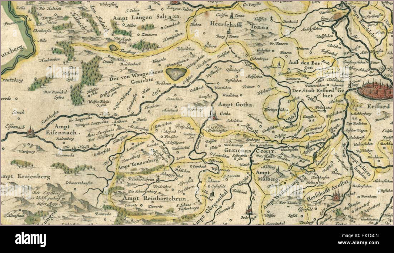 This 1645 map by Blaeu is a detailed representation of the Nesse River ...