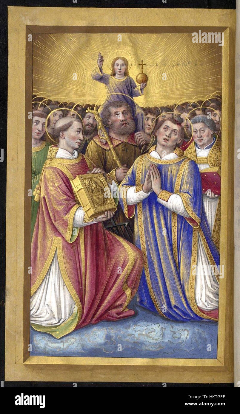 *Fol. 171v* is a page from a medieval manuscript depicting the Saint ...