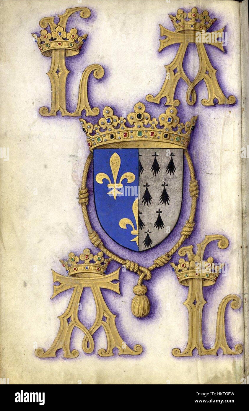 The manuscript page, labeled Fol. 1v, showcases intricate armory ...