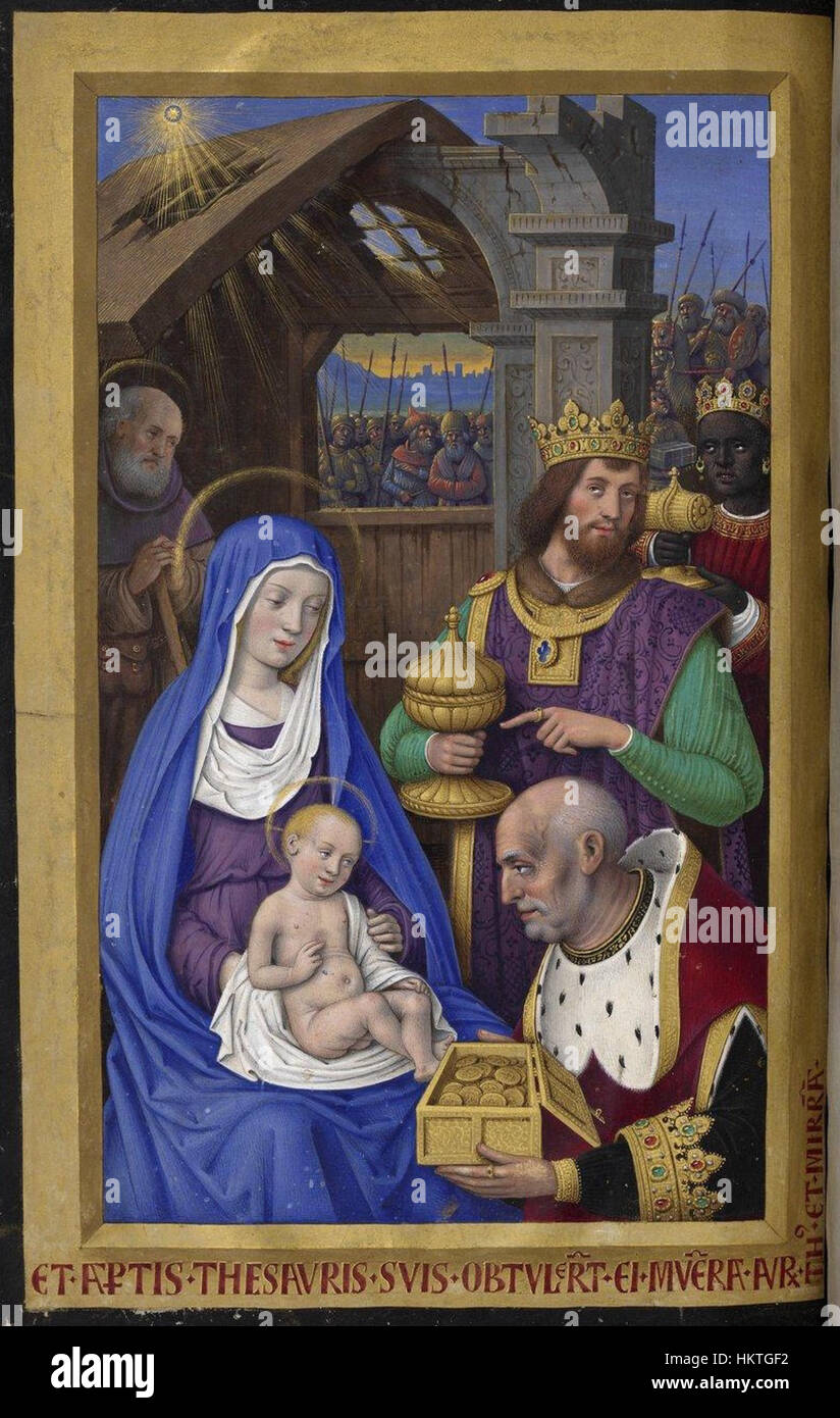 This manuscript page, 'Fol. 64v - Adoration des Mages', shows a ...