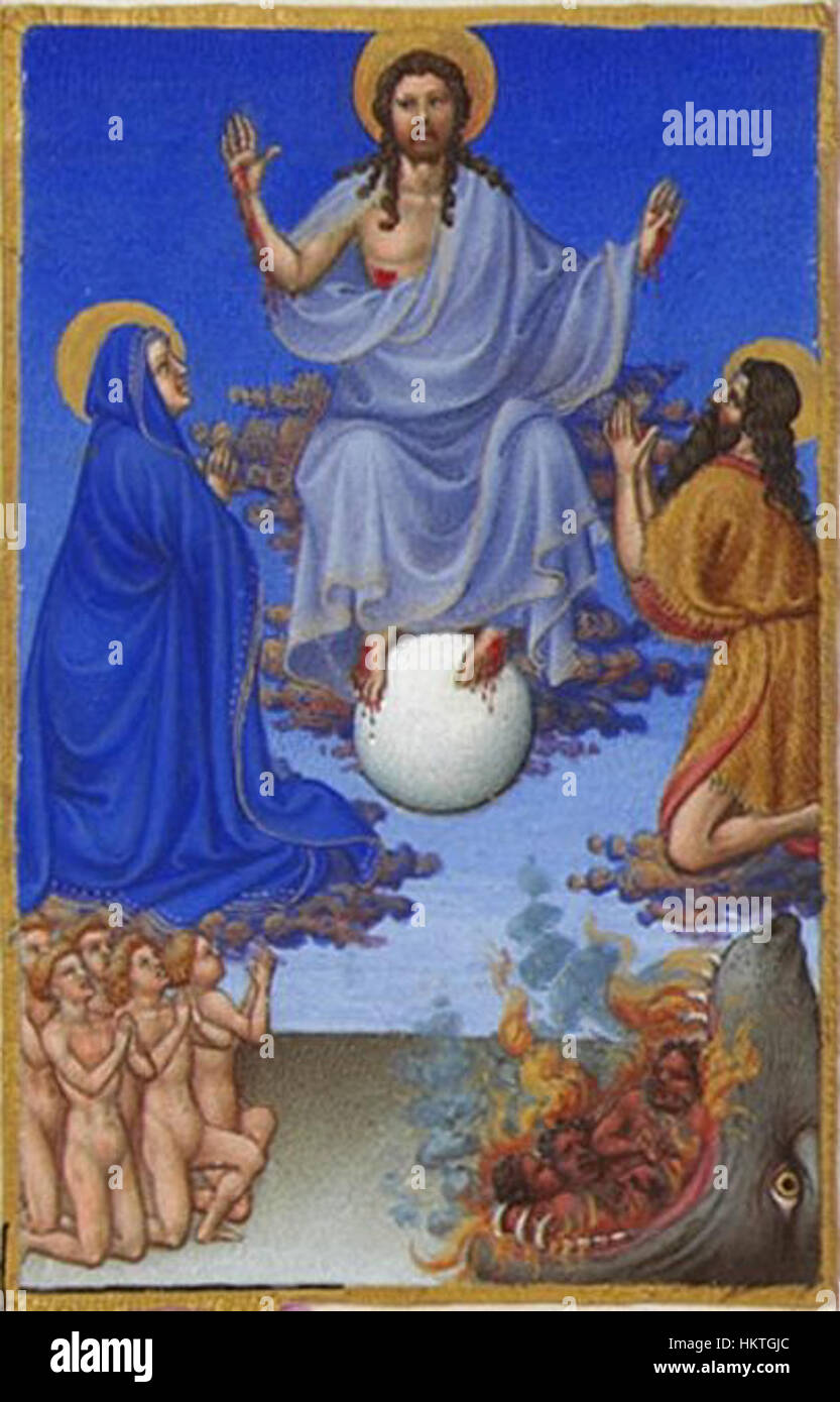 Folio 34r depicts a dramatic interpretation of The Last Judgement ...