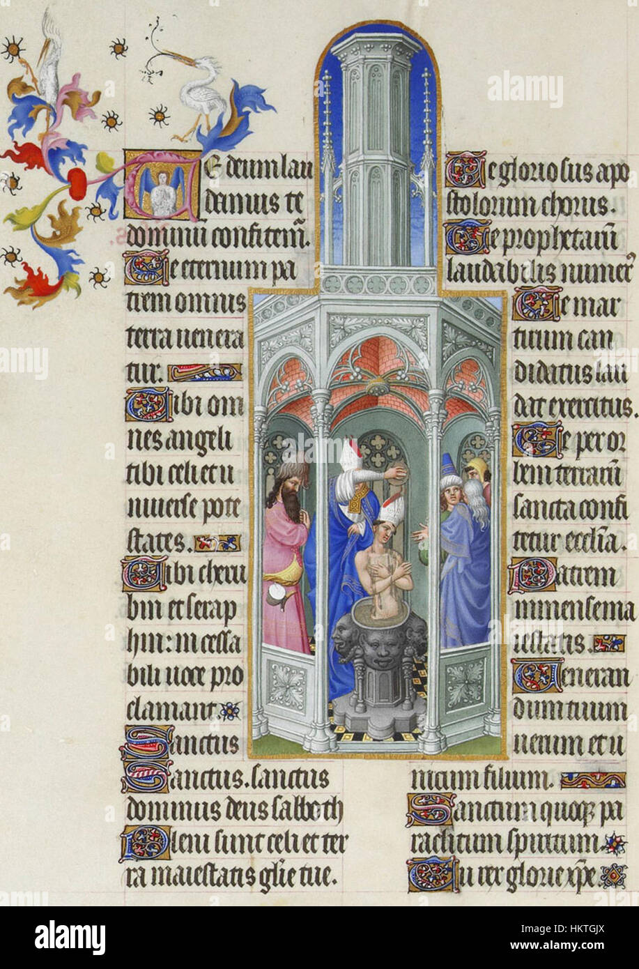 Folio 37v depicts ‘The Baptism of Saint Augustine’, an illuminated ...