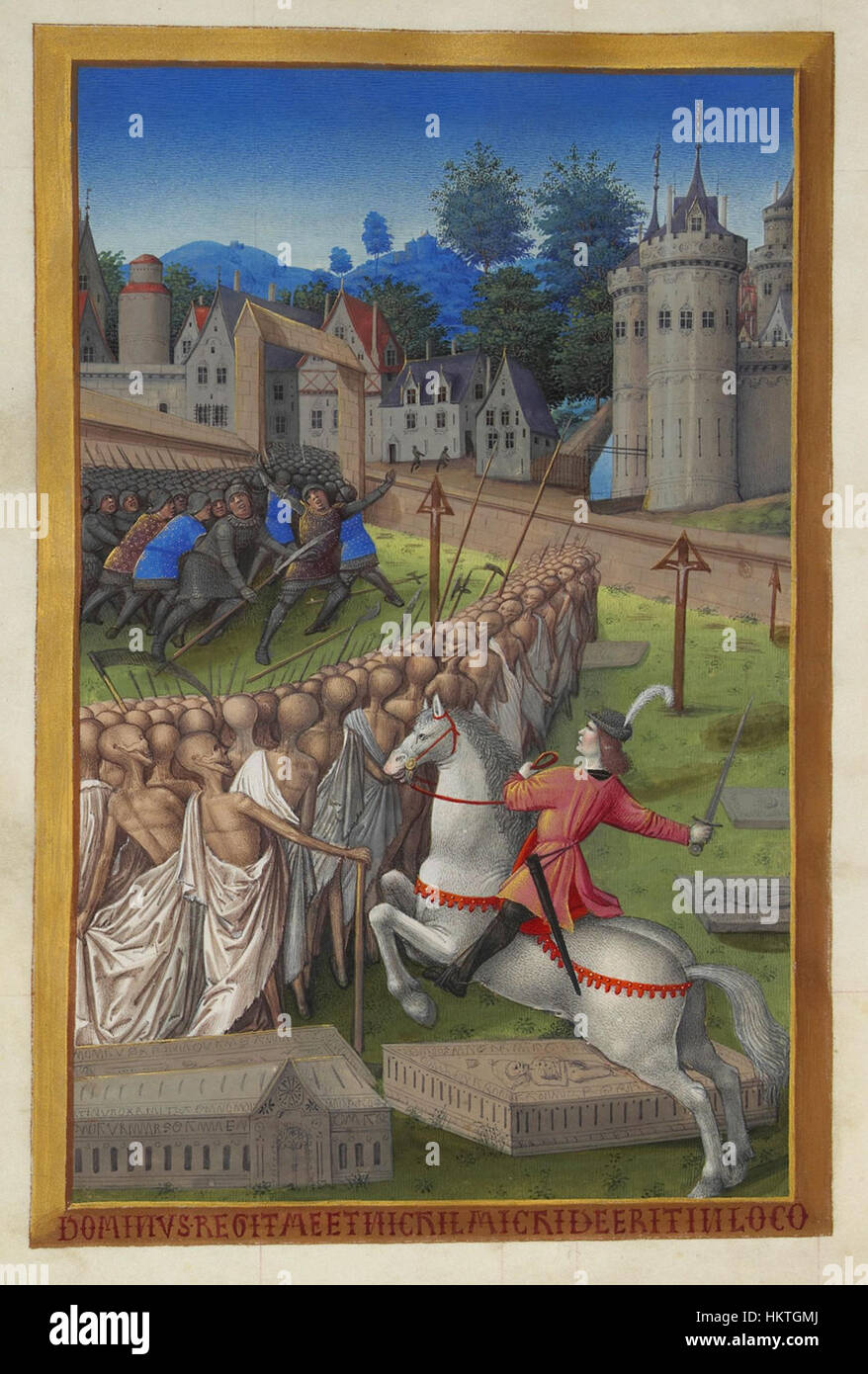 This artwork from a medieval manuscript depicts the Horseman of Death ...