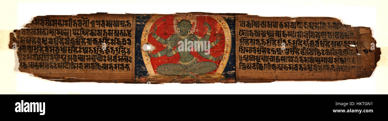 This folio from a Buddhist manuscript illustrates religious teachings ...