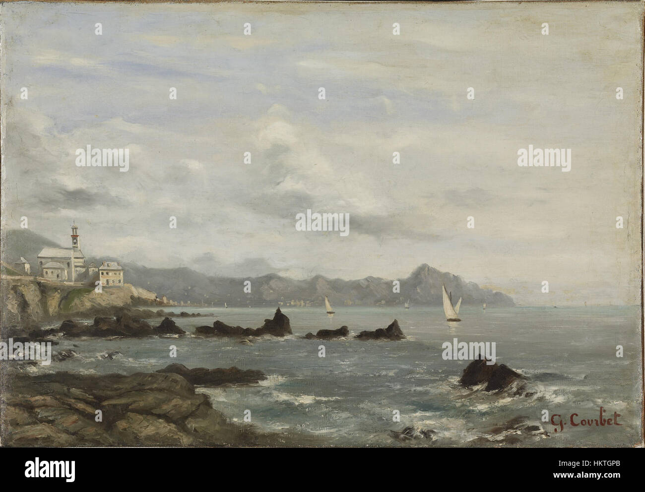 A painting attributed to a follower of Gustave Courbet, depicting a ...