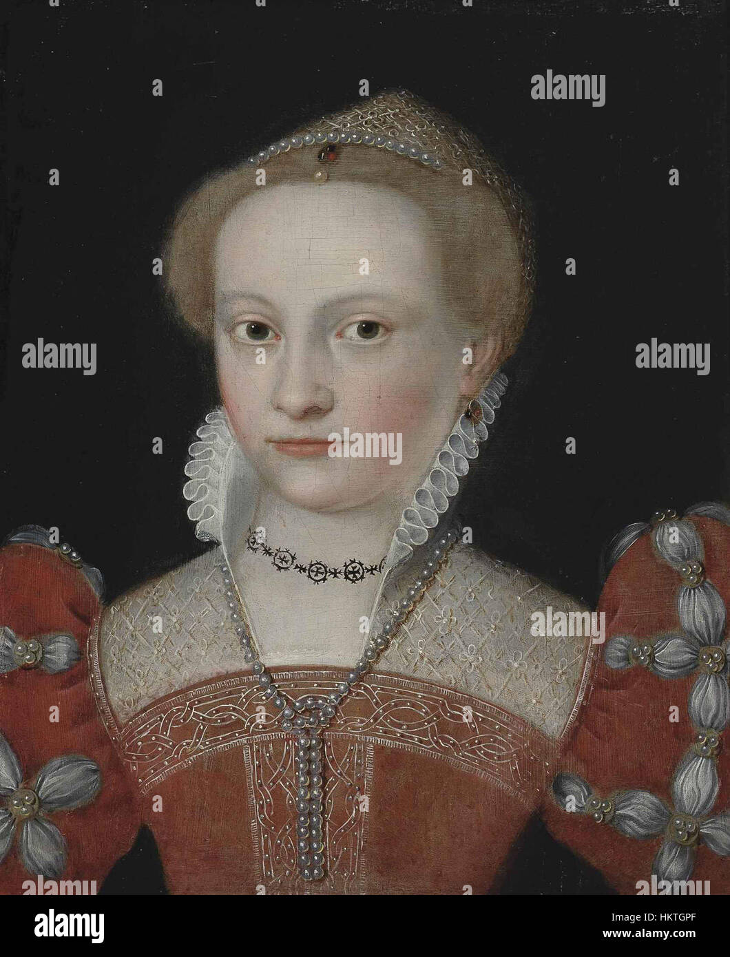 A portrait attributed to a follower of Jean Clouet, depicting a lady in ...