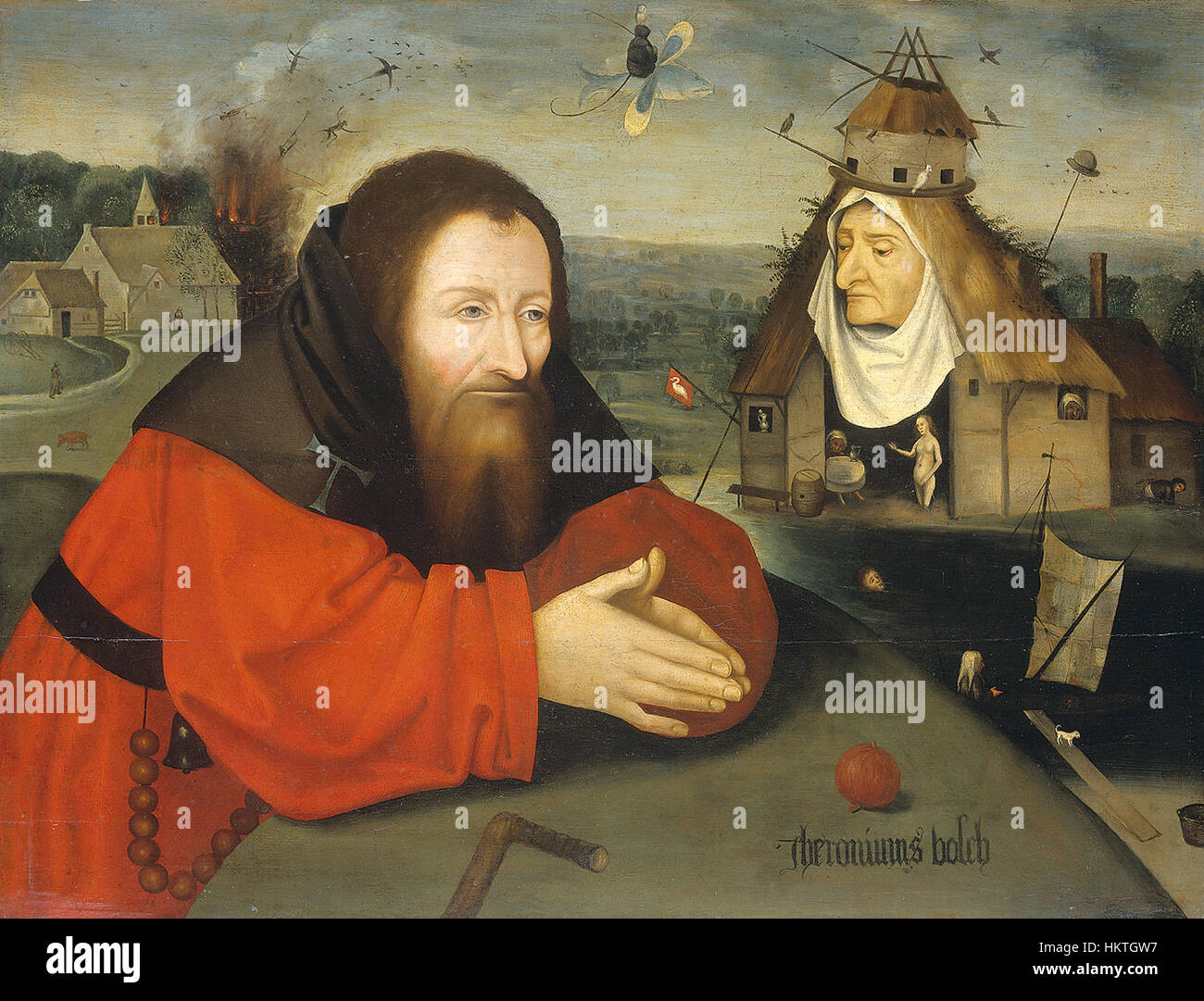 This artwork, attributed to a follower of Jheronimus Bosch, features ...