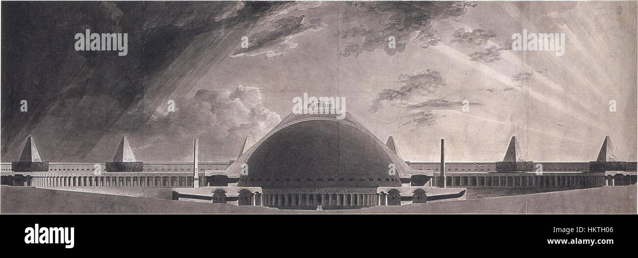 This 1785 artwork depicts a proposed design for a tomb by Fontaine ...