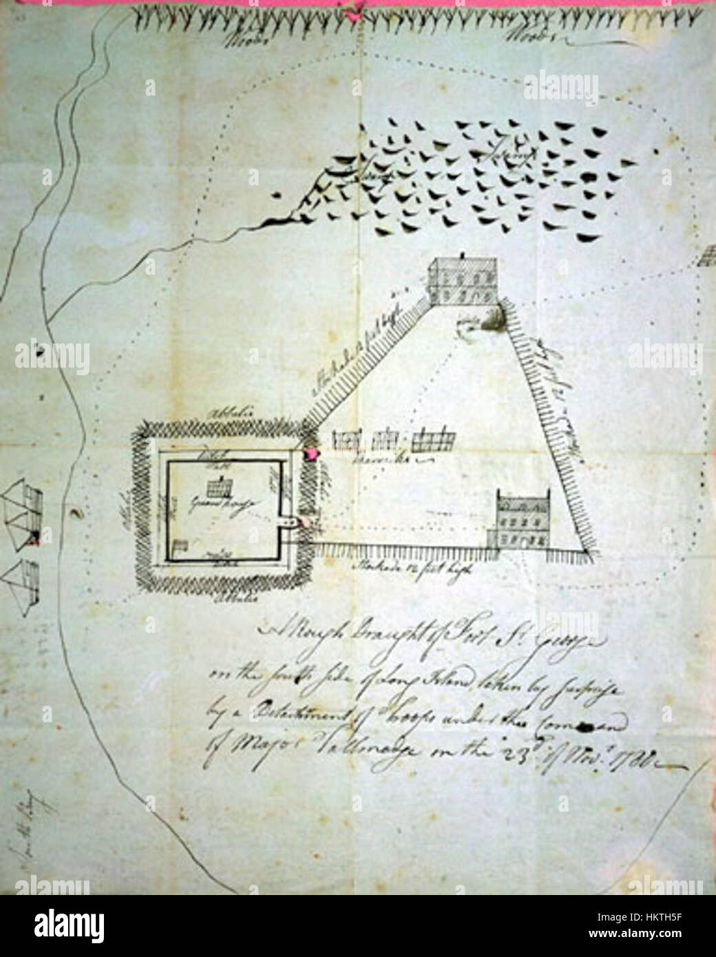 This painting depicts Fort Saint George on Long Island, created by ...