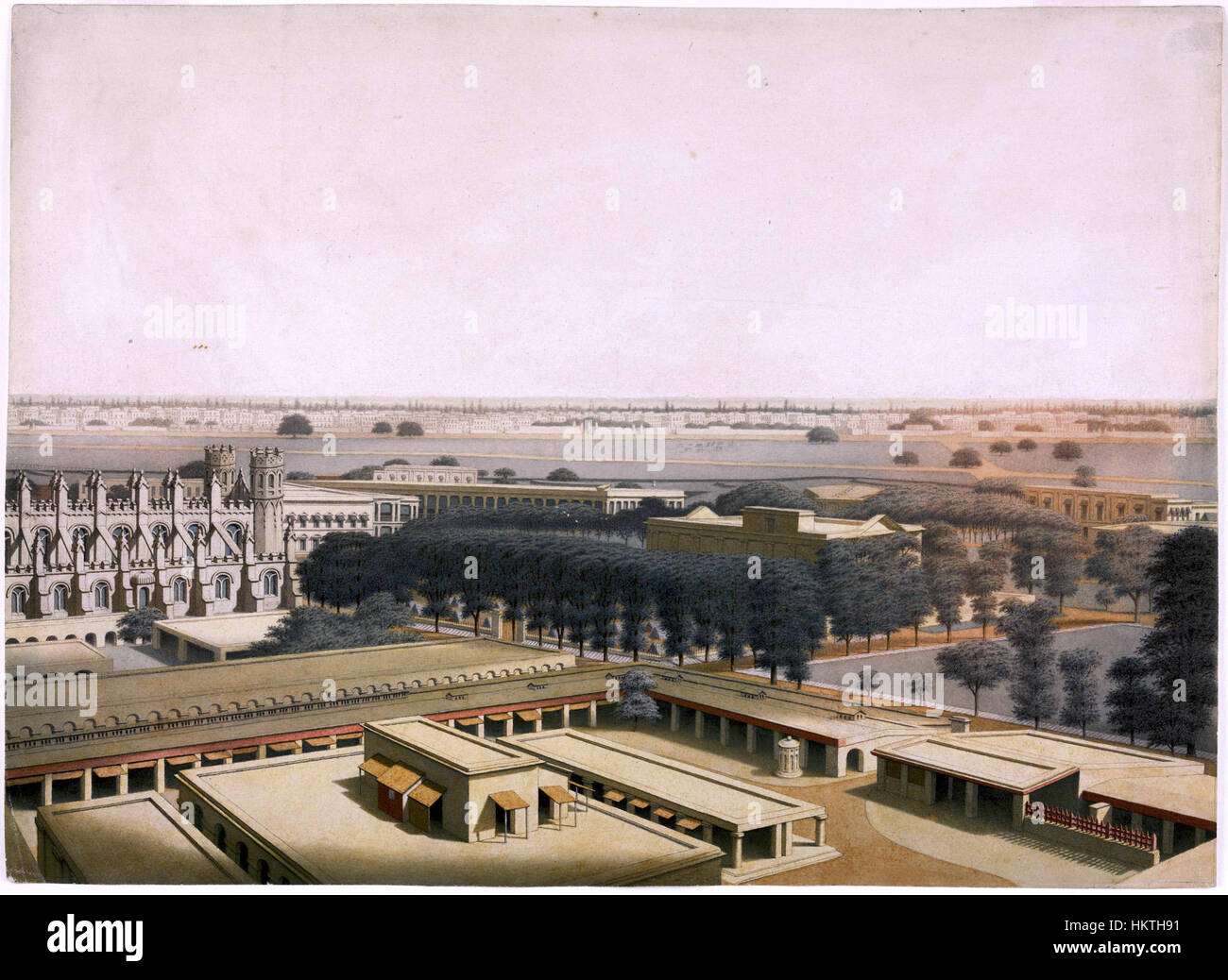 A historical painting from 1828 depicting Fort William, a prominent ...