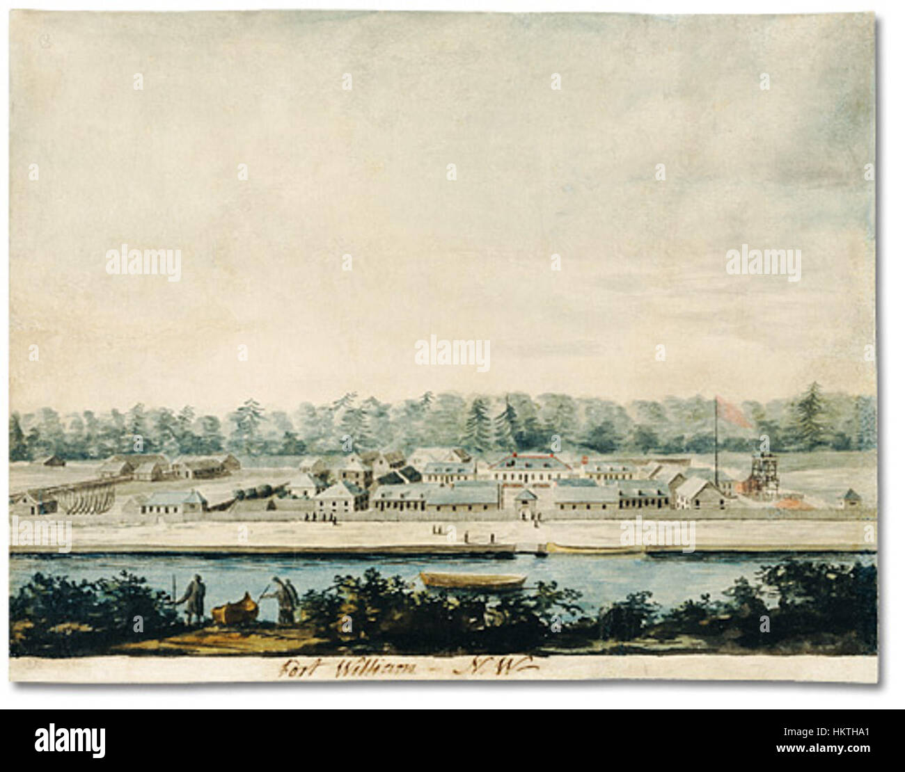 A historical painting of Fort William in 1811, depicting the fort’s ...