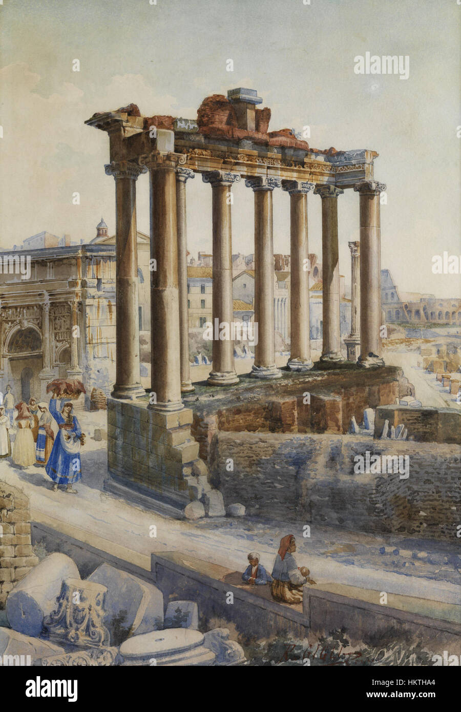 This 19th-century painting depicts the Forum Romanum, capturing the ...