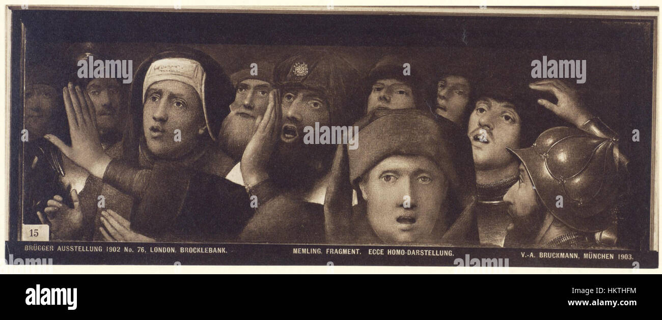 This painting fragment captures a scene of people shouting, depicting ...