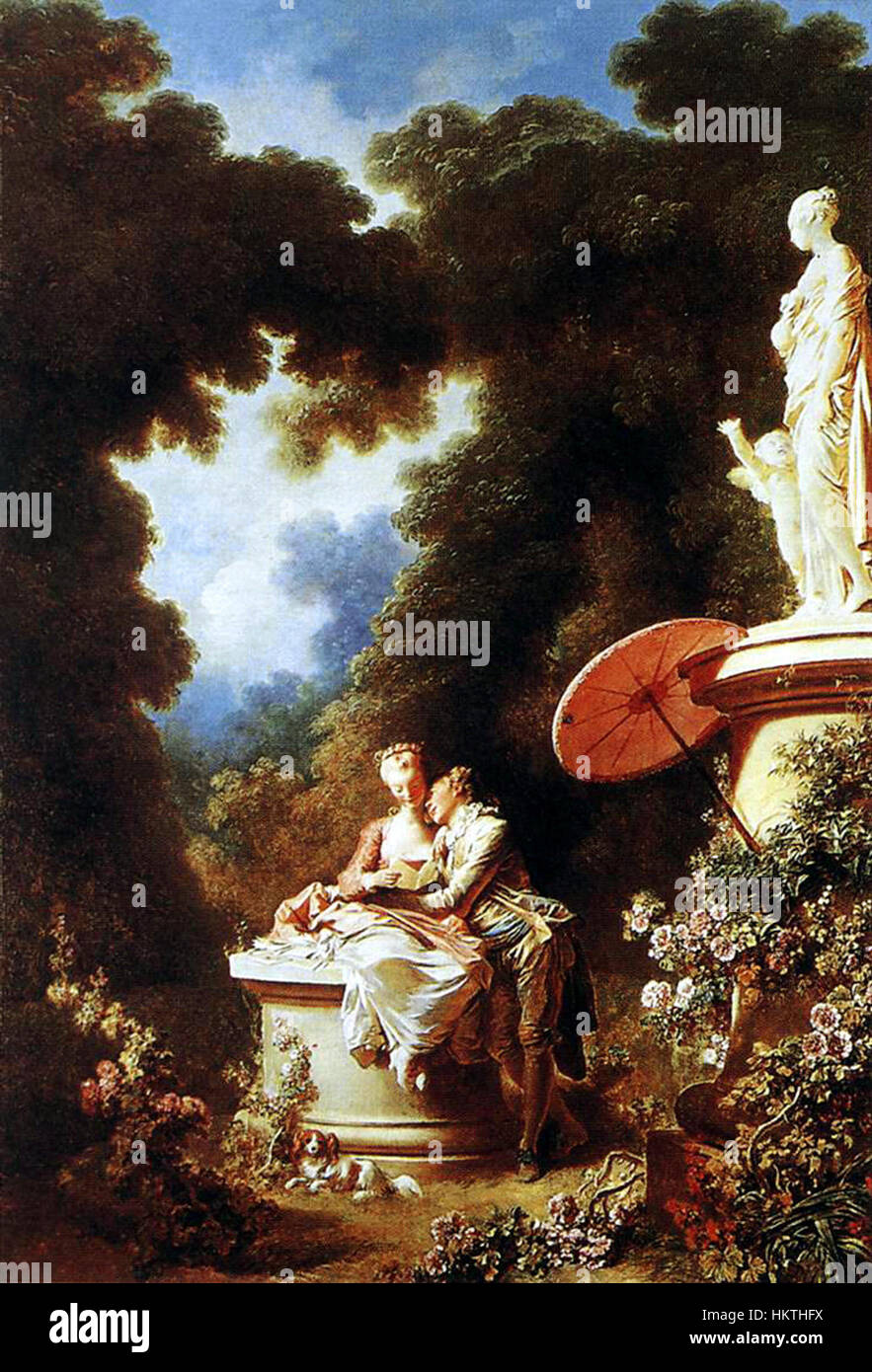 *Confession of Love* by Jean-Honoré Fragonard is a romantic painting ...