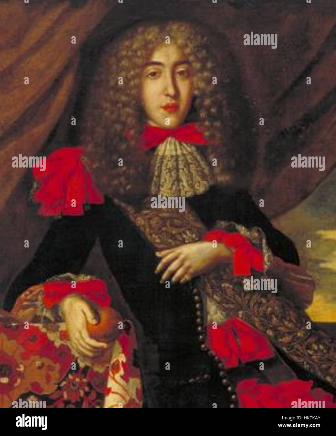 This detailed painting by Francisco Lopes Suasso features classical figures and a rich ...