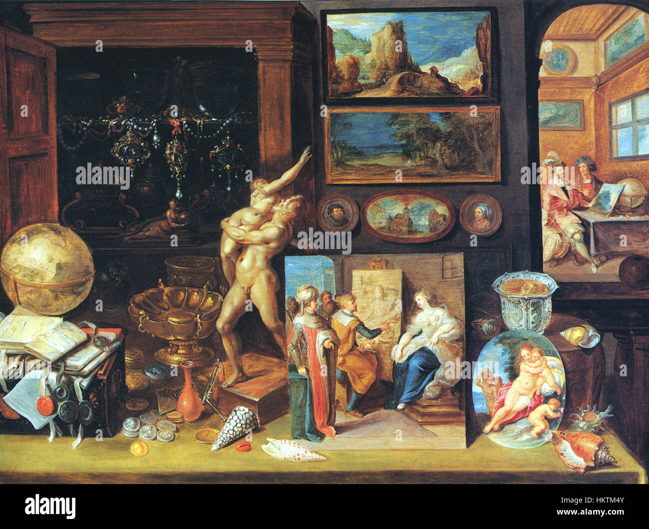 Frans Francken IIâ€™s *A Collector's Cabinet* depicts a richly adorned ...