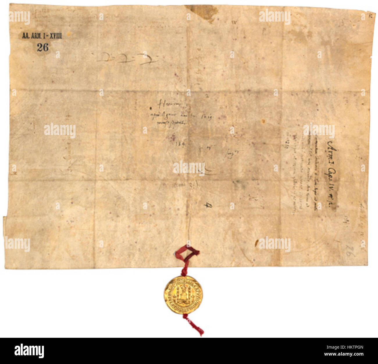 A historical parchment detailing Emperor Frederick II's oath to Pope ...