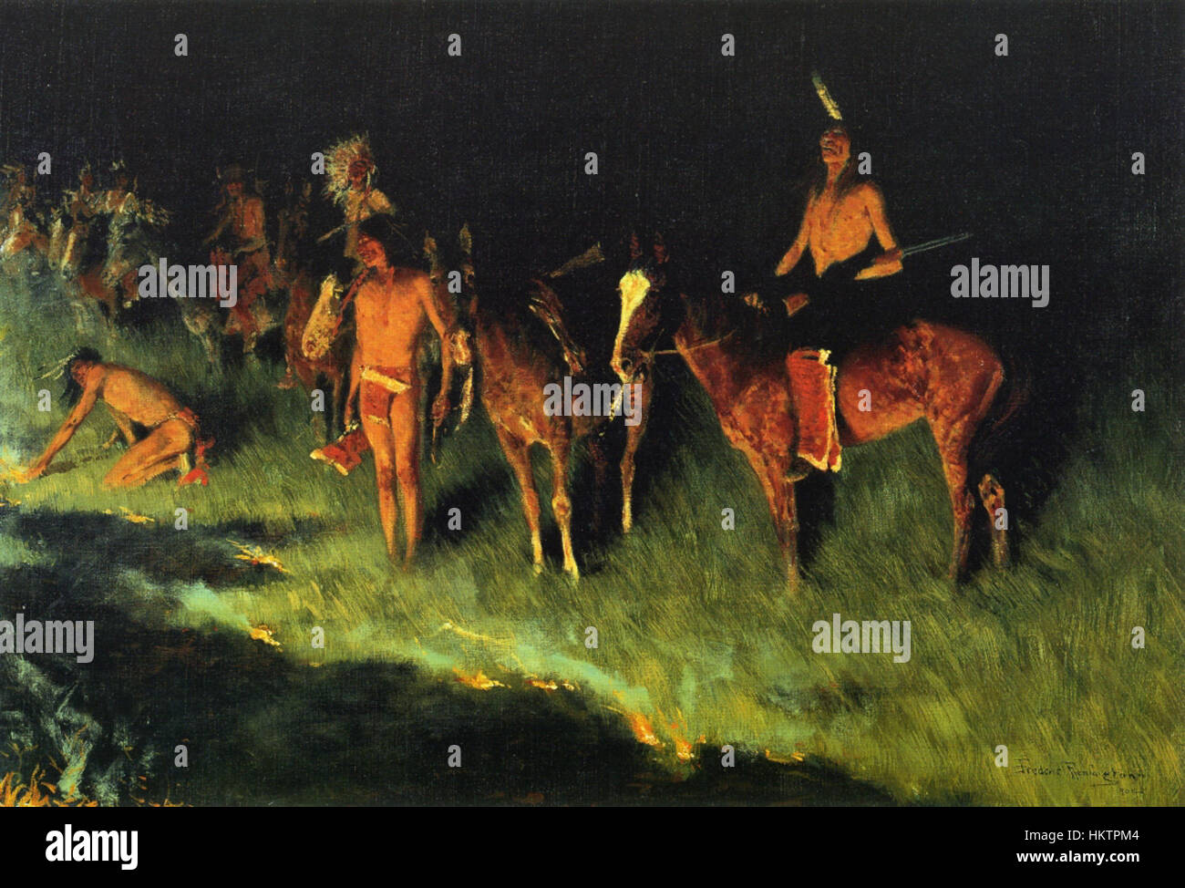 Frederic Remington's painting 'The Grass Fire' captures a dramatic ...