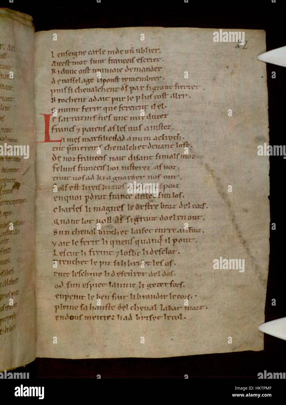 This page from the 'La Chanson de Roland' manuscript, housed in the ...