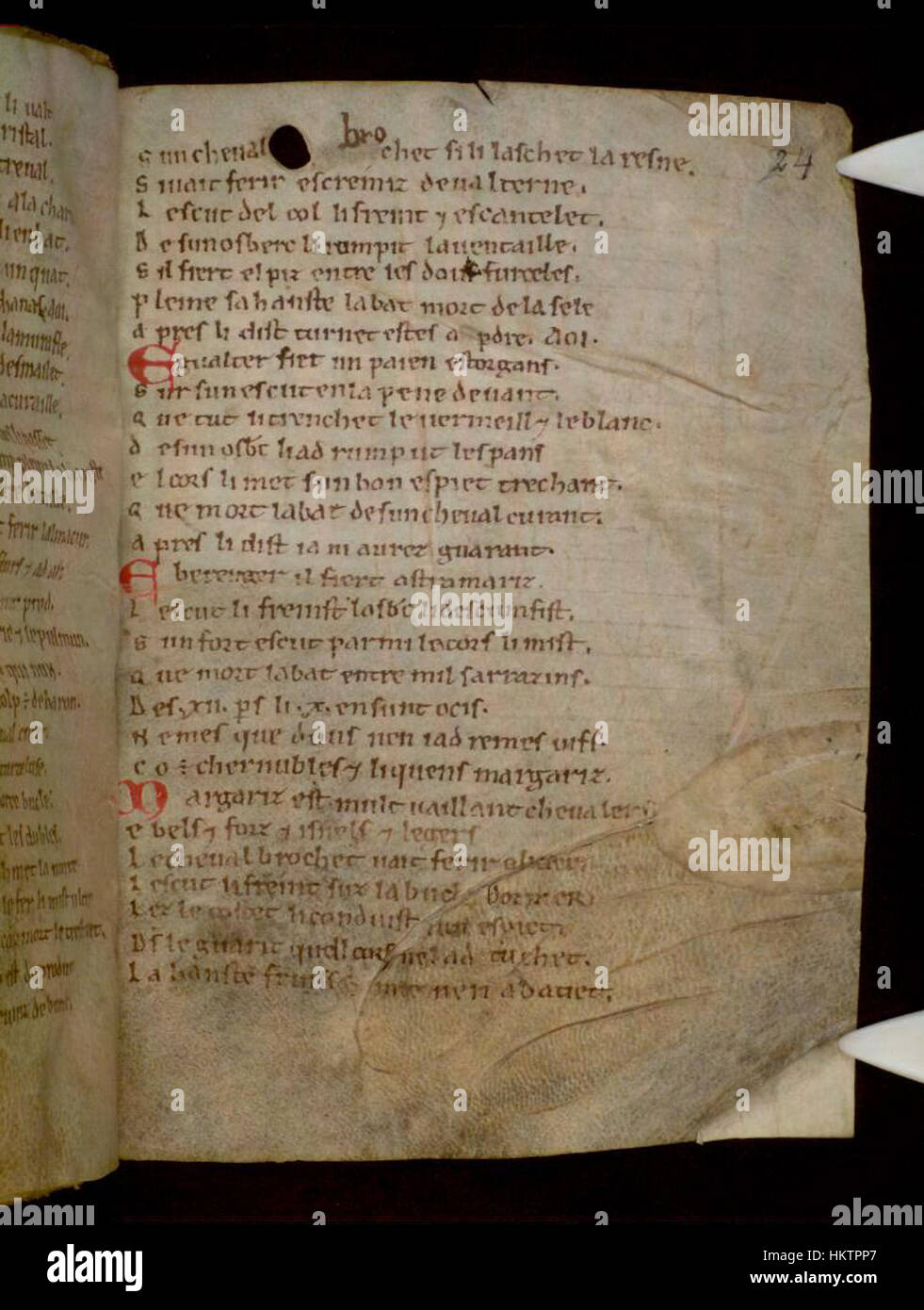 A page from the 'La Chanson de Roland,' housed in the Bodleian ...