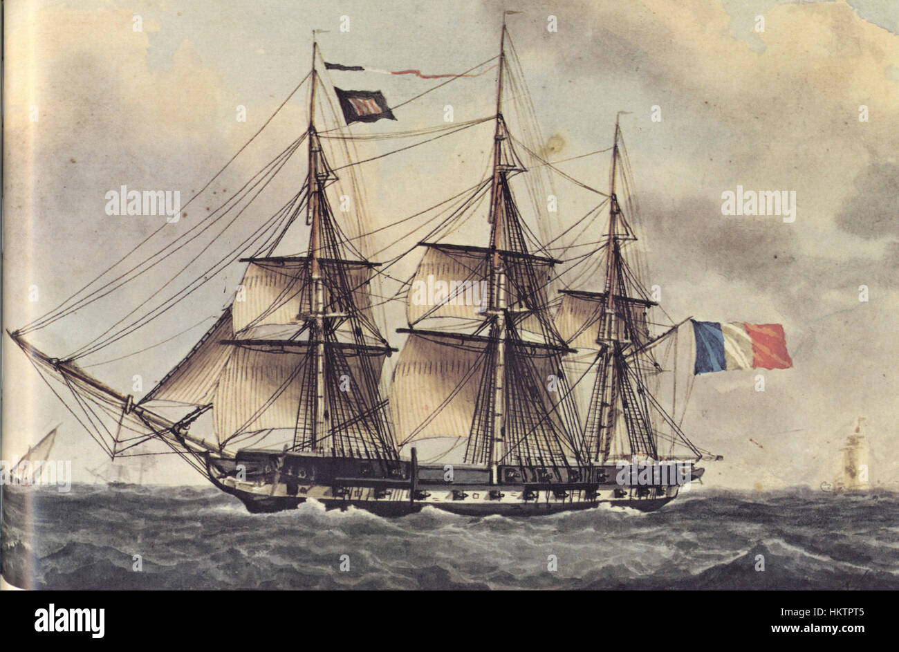 This maritime painting by Antoine Roux depicts a frigate at sea. Roux ...