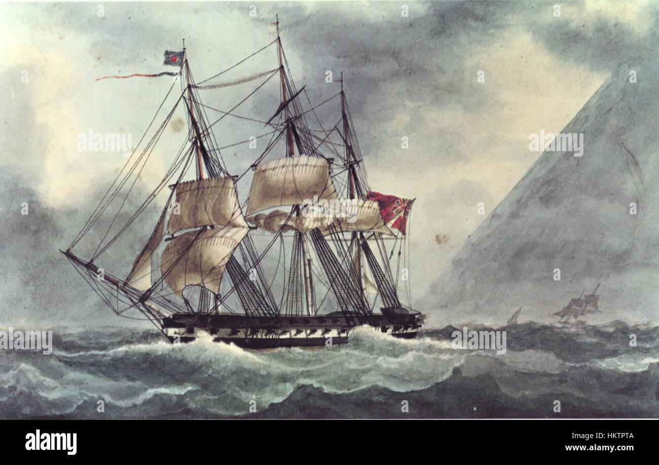 *Fregate anglaise* by *Antoine Roux* depicts a French frigate in the ...