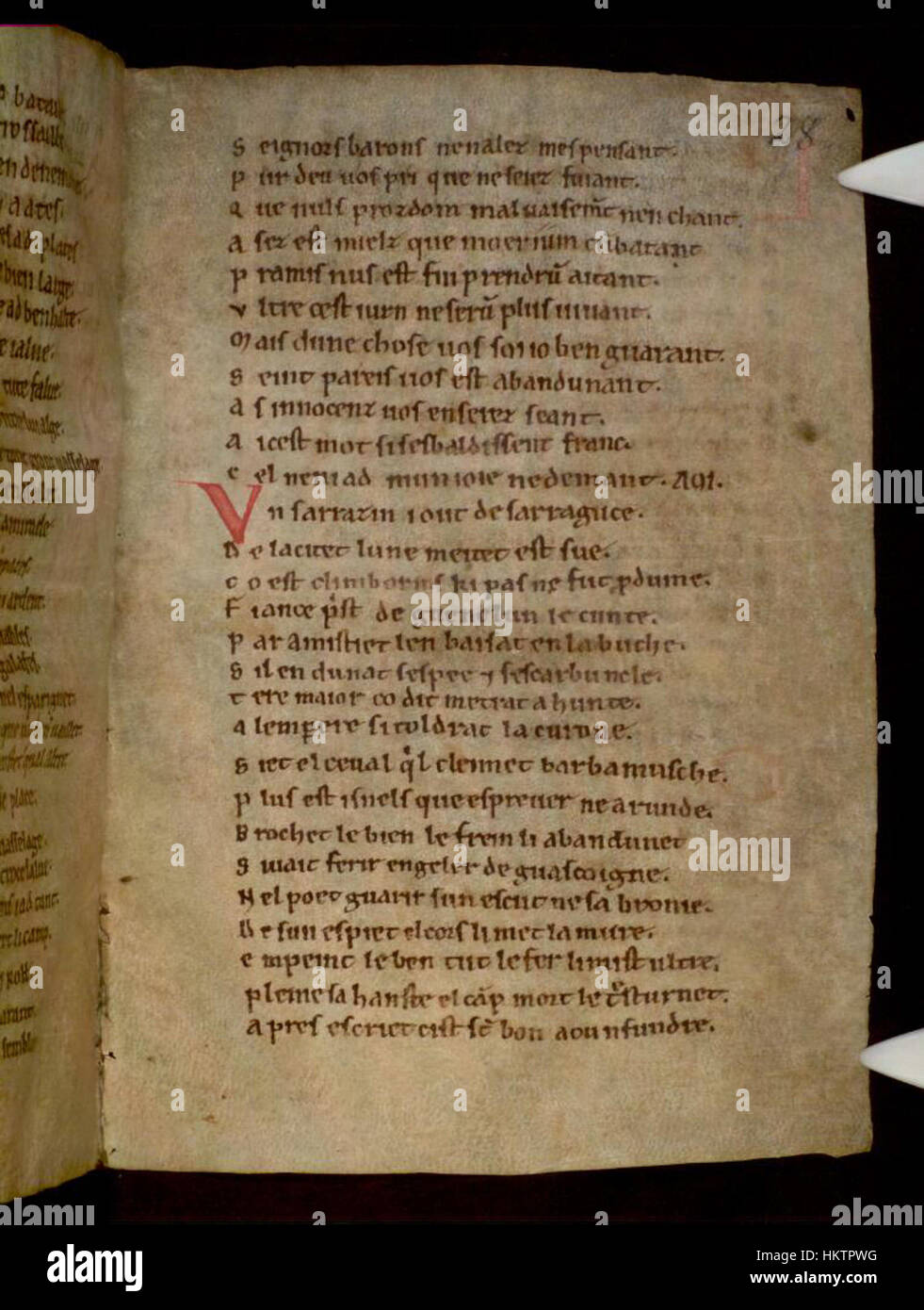 This image, taken from the 'La Chanson de Roland,' is a medieval ...