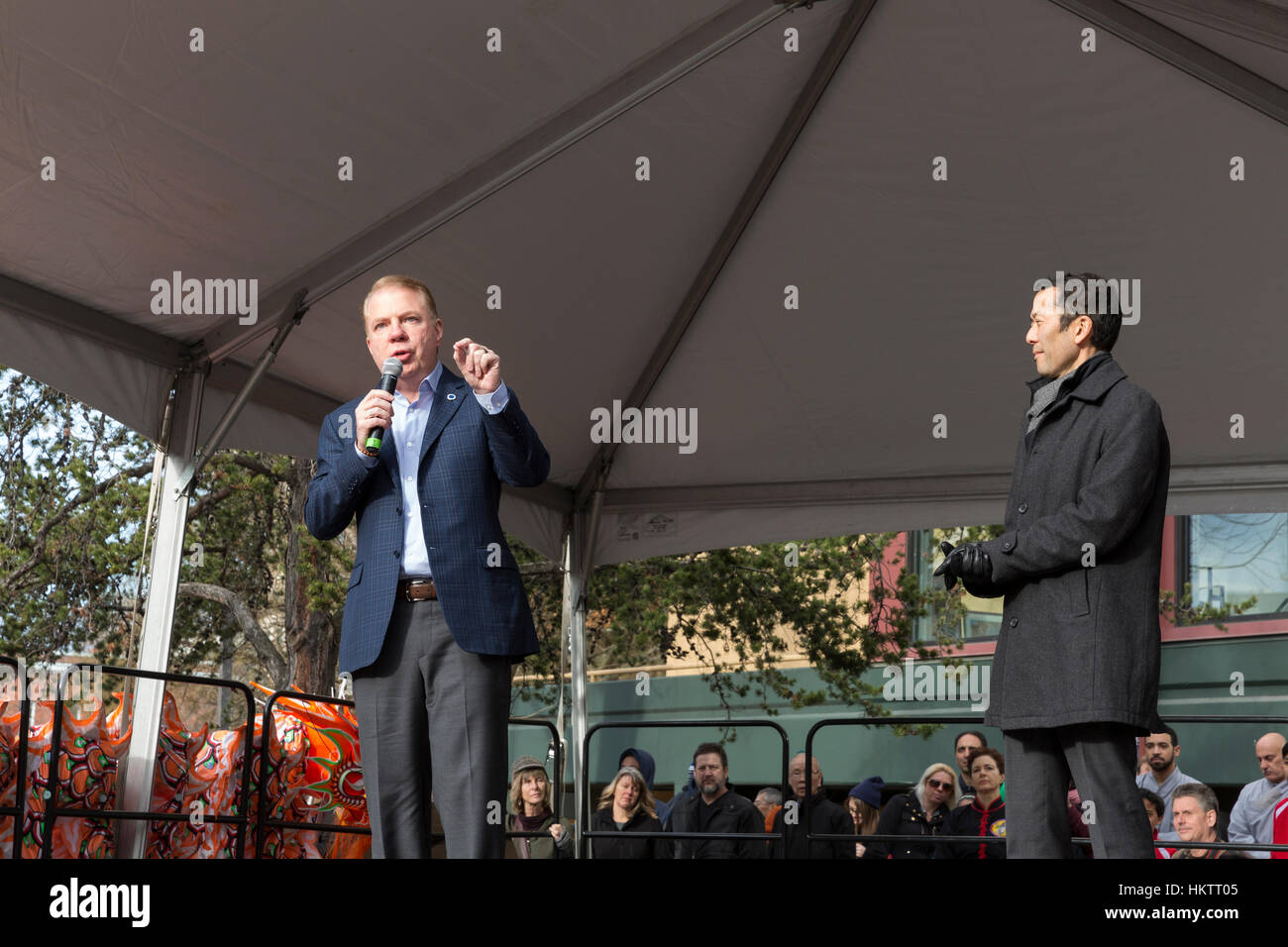 Seattle, USA. 29th Jan 2017. Mayor Ed Murray appears with his husband ...