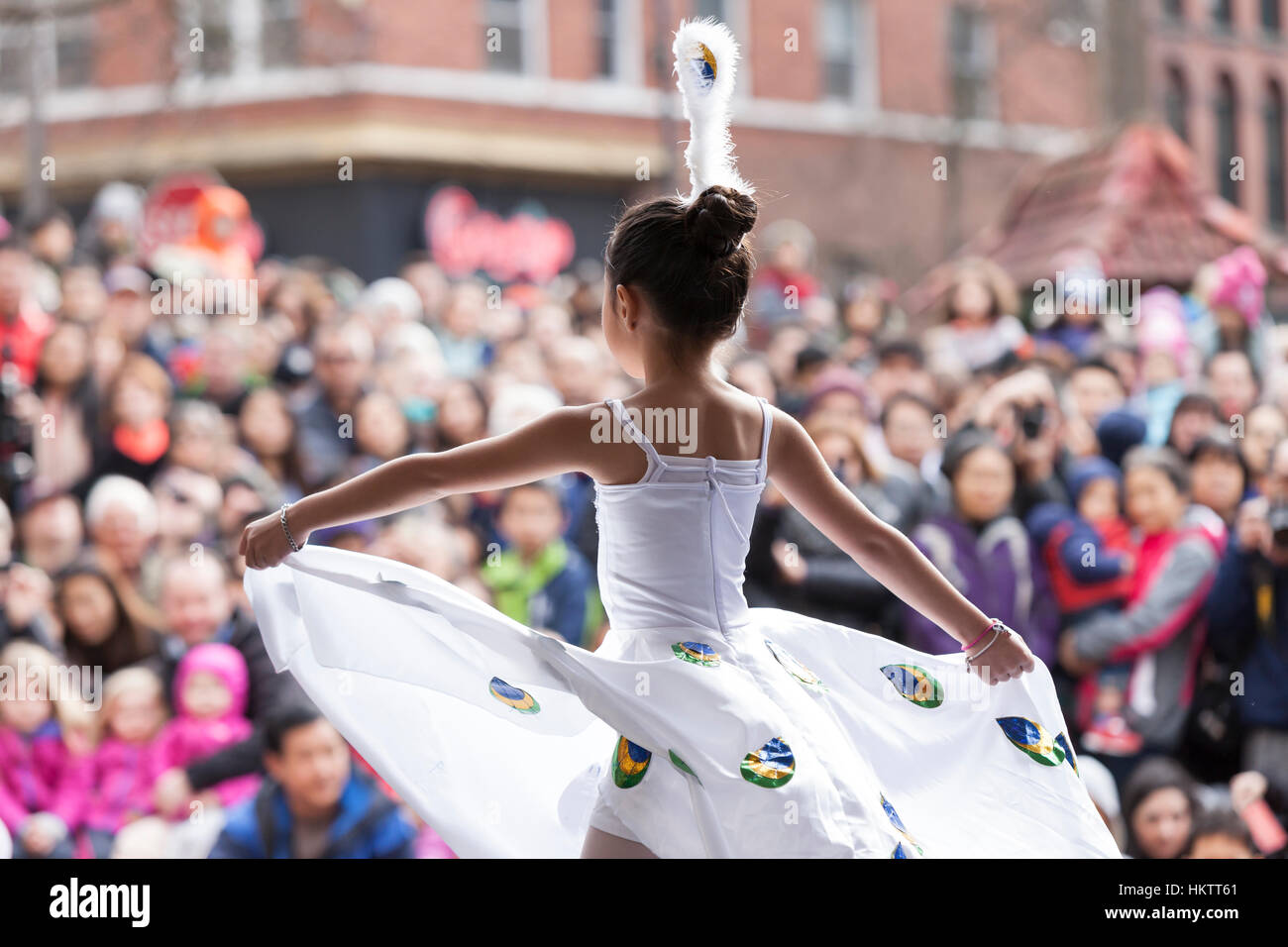 Seattle, USA. 29th Jan 2017. Young girl performs a Silk Ribbons Dance ...