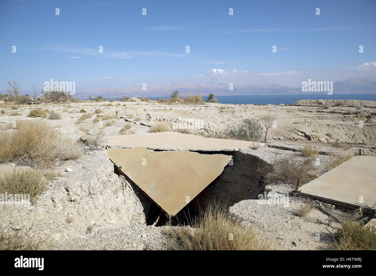 A sink hole near En Gedi in Israel, 22 January 2017. Sink holes are a ...