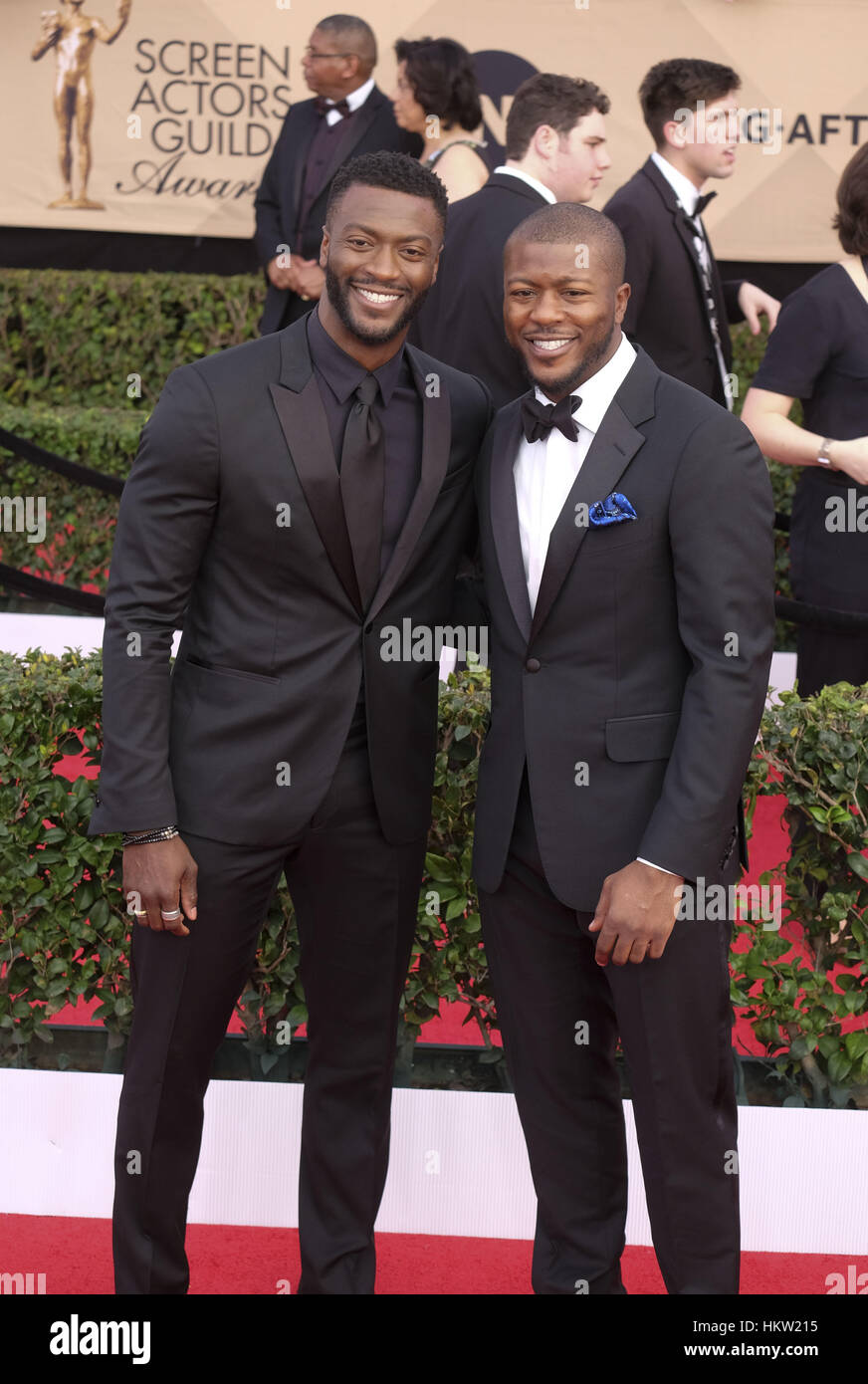 Los Angeles, California, USA. 29th Jan, 2017. Actors Aldis Hodge, left ...