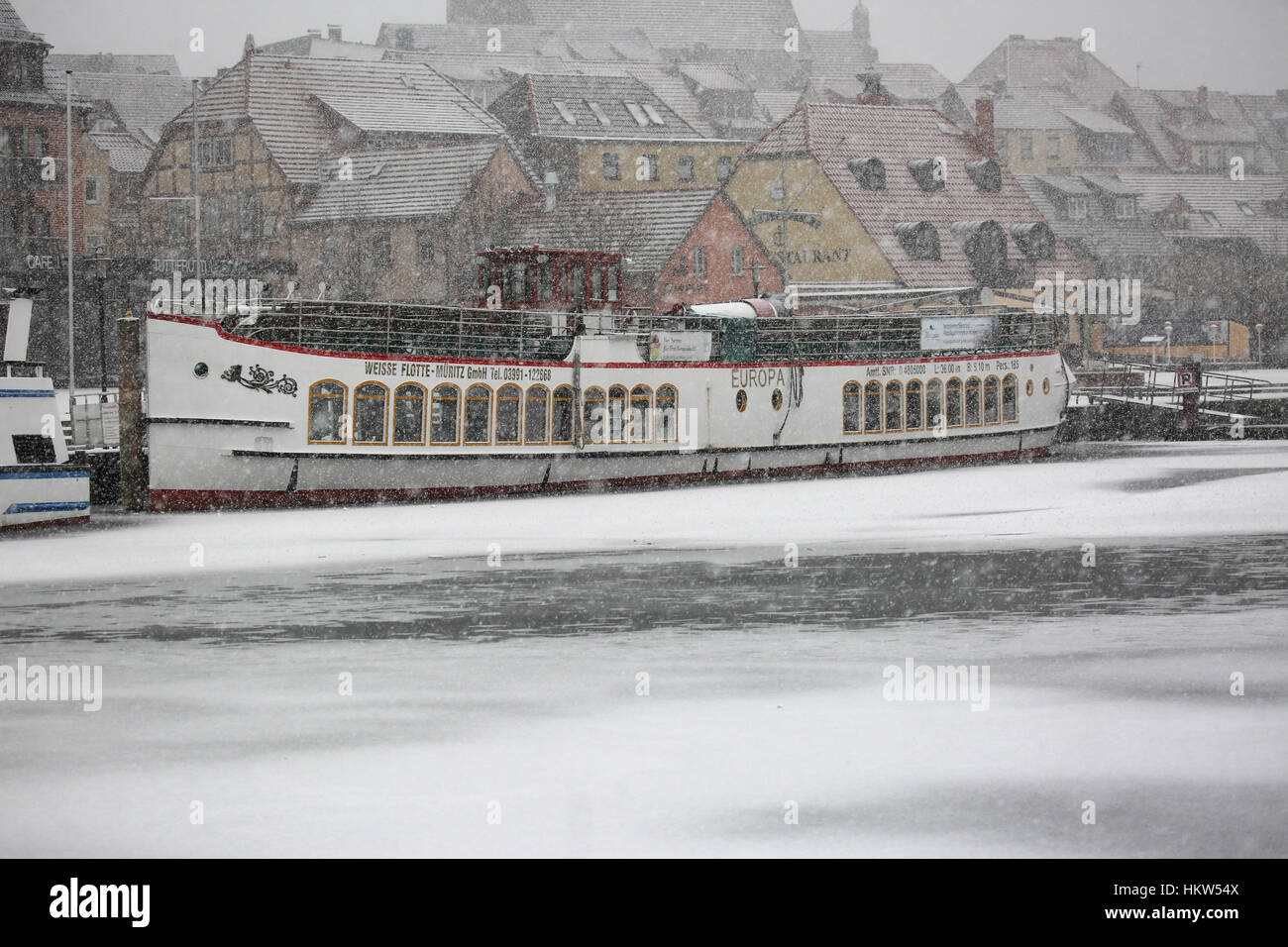 Waren, Germany. 30th Jan, 2017. View of the passengers ships lying on ...