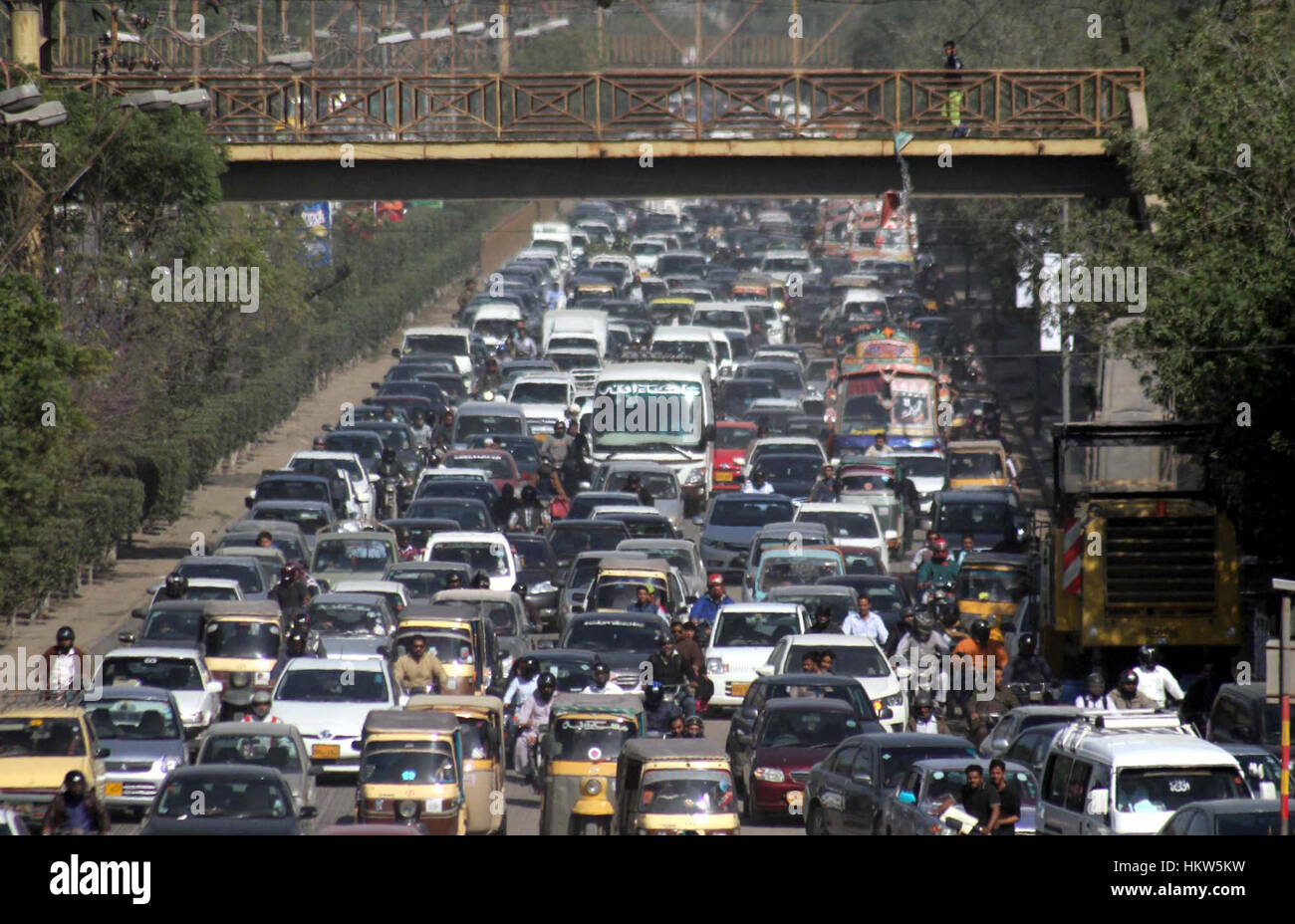 Karachi, Pakistan. 30th Jan, 2017. Huge numbers of motors stuck in ...