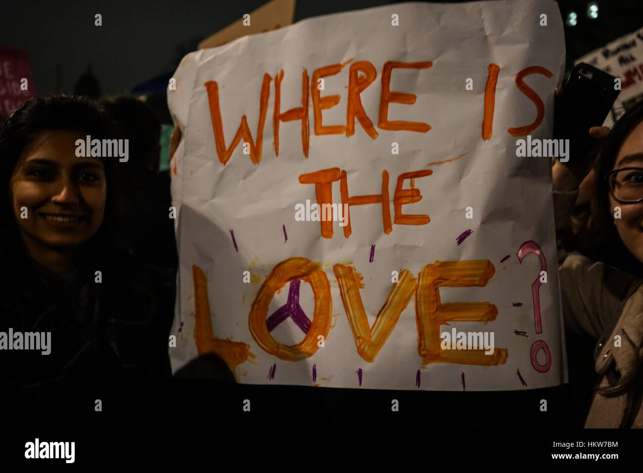 London, UK. 30th Jan, 2017. Prostrators hold an emergency demonstration ...
