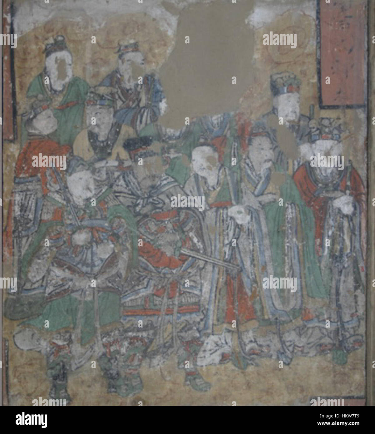 This fresco, housed in the Jincheng Museum, represents traditional ...