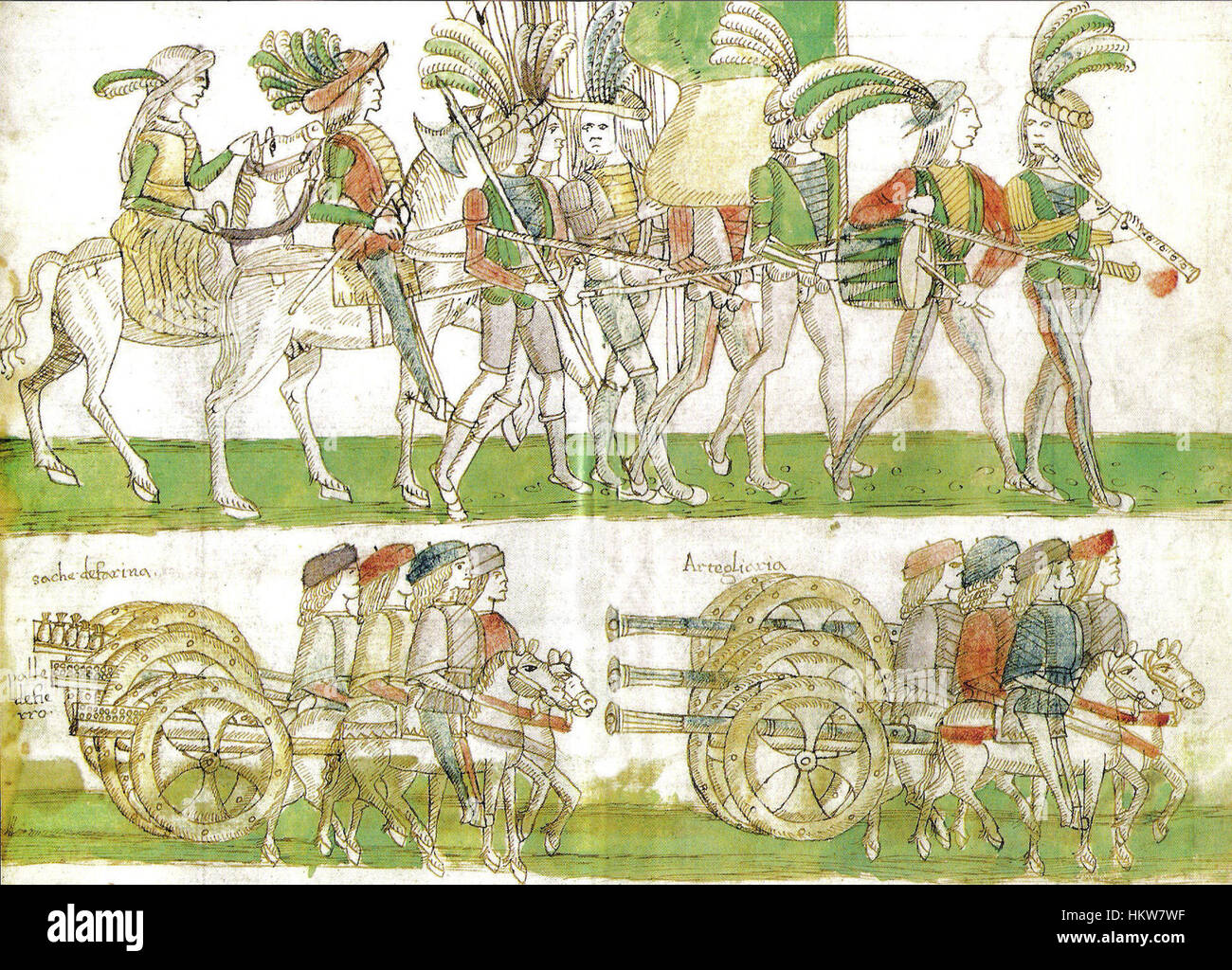 This 1495 artwork depicts the French troops and artillery entering ...