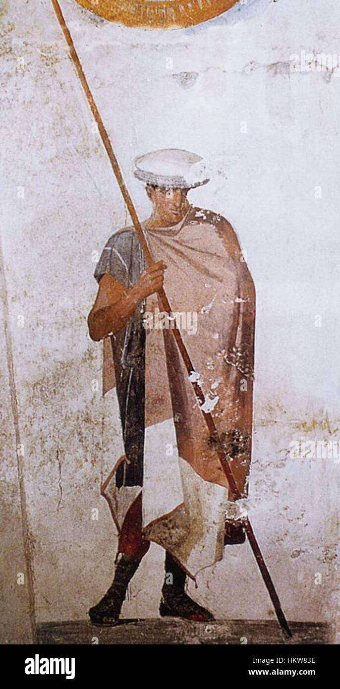 A fresco depicting a Macedonian soldier from the 4th century BC ...