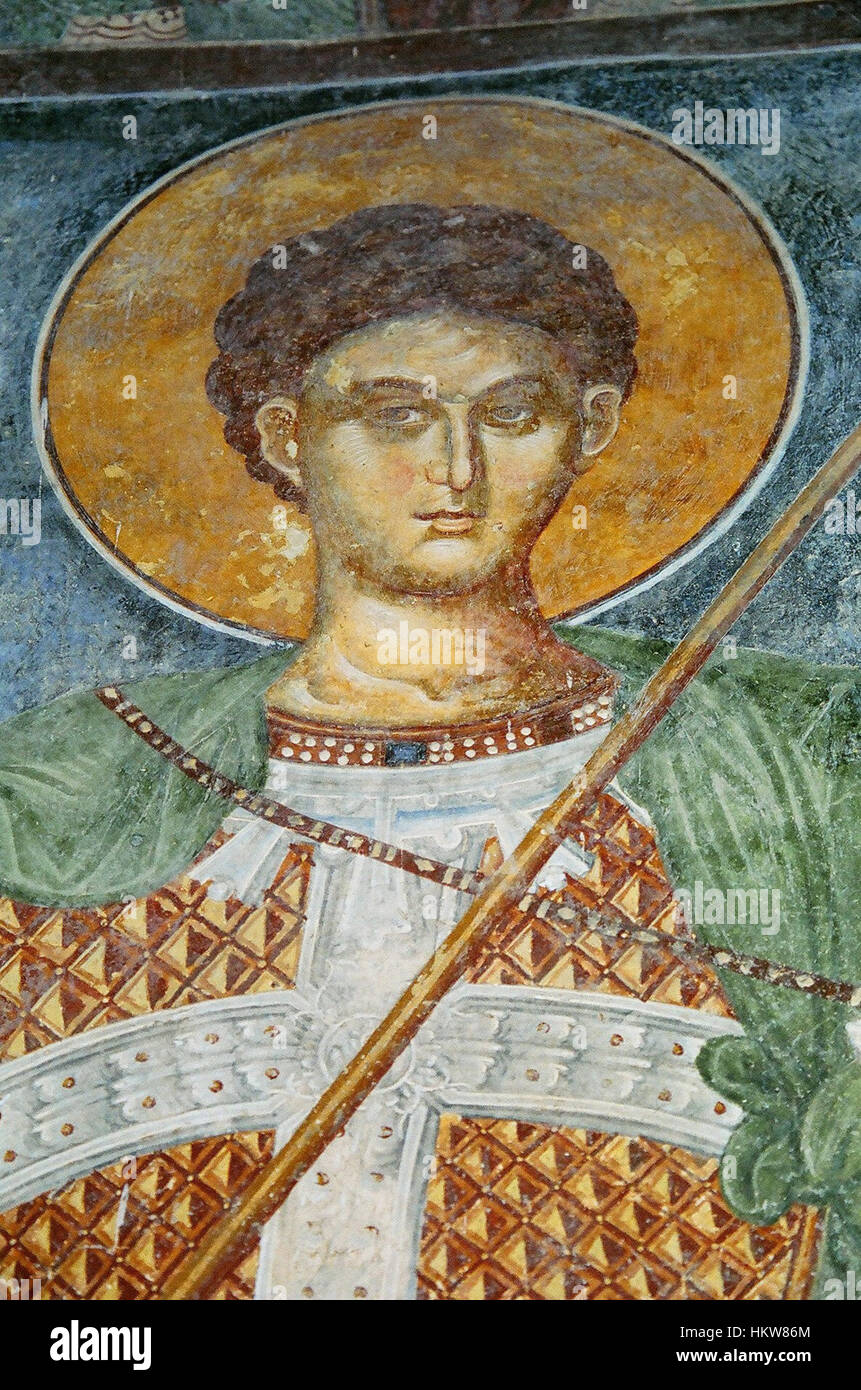 The fresco titled 'Freska od Sv. Andreja na Matka 156' depicts St ...