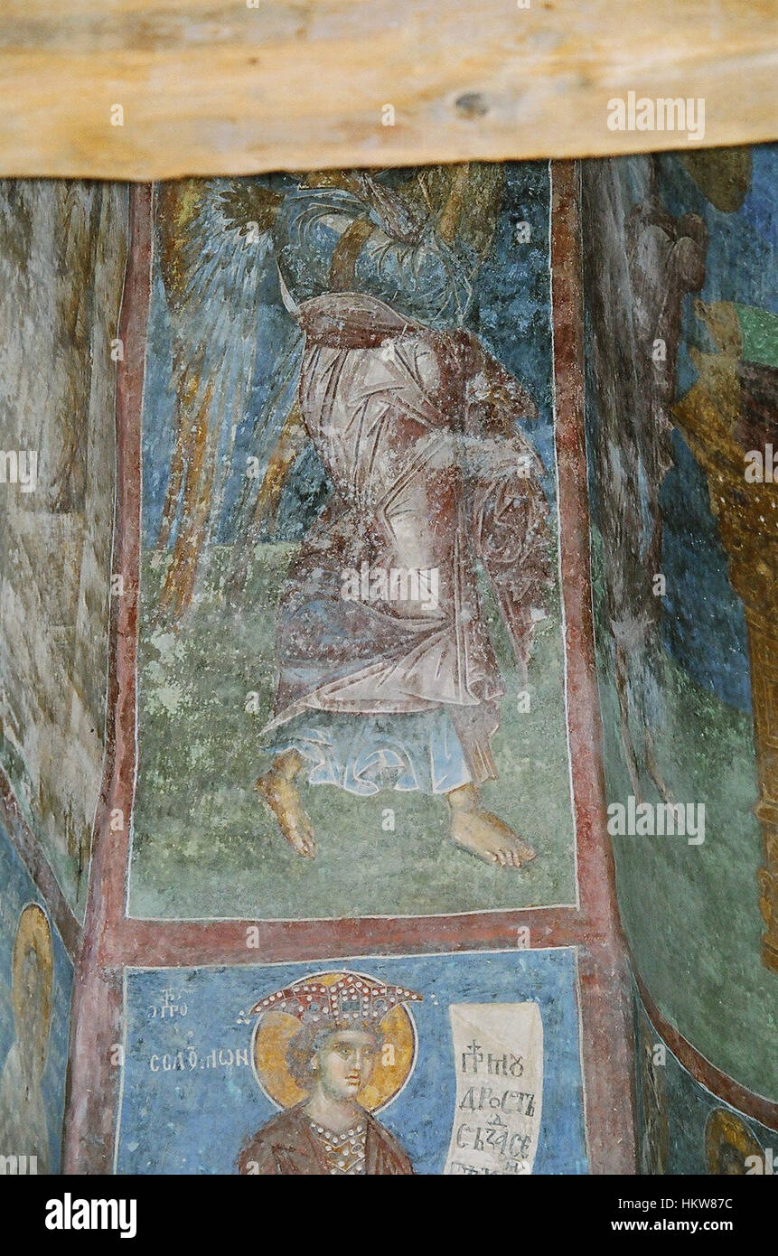 A fresco from Sv. Andreja on Matka 135, featuring religious scenes. The ...