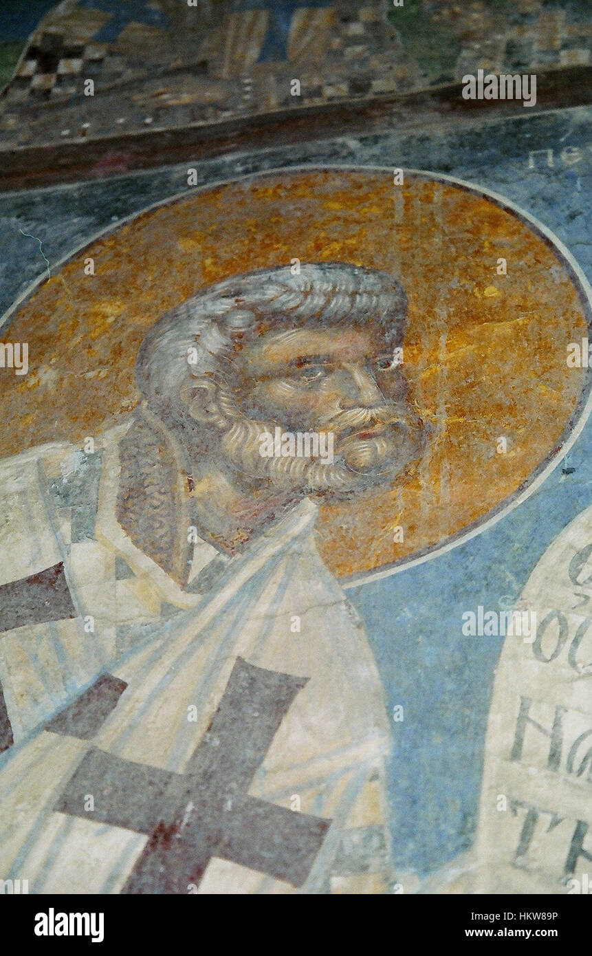 This fresco of St. Andrew, painted in the 16th century, depicts the ...