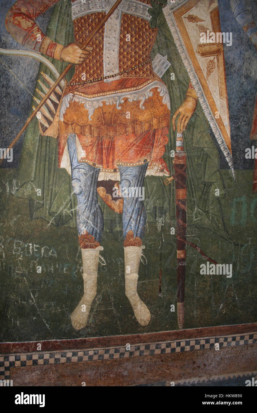 This artwork titled 'Freska od Sv. Andreja na Matka' presents a ...